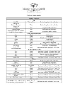 Killian Oaks Academy – Private School in Miami – Miami, Florida - Uniforms